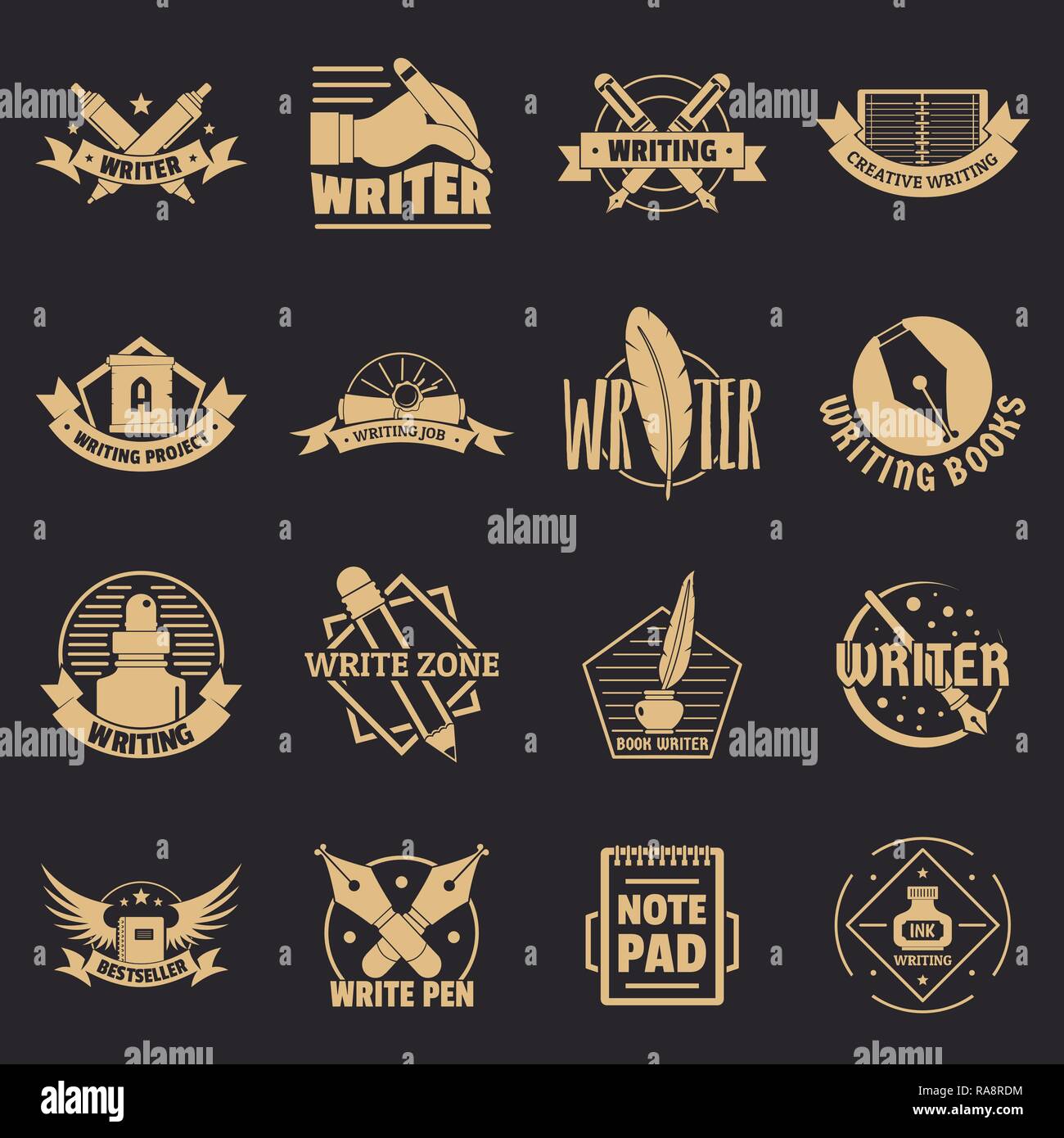 Write logo icons set, simple style Stock Vector Image & Art - Alamy