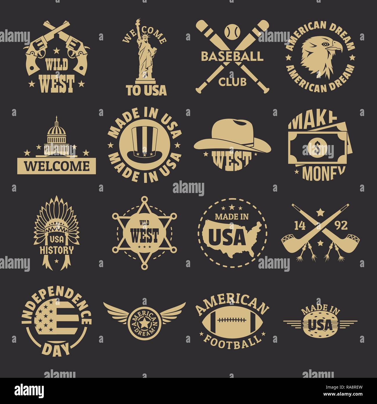 USA logo vintage icons set, simple style Stock Vector Image & Art - Alamy