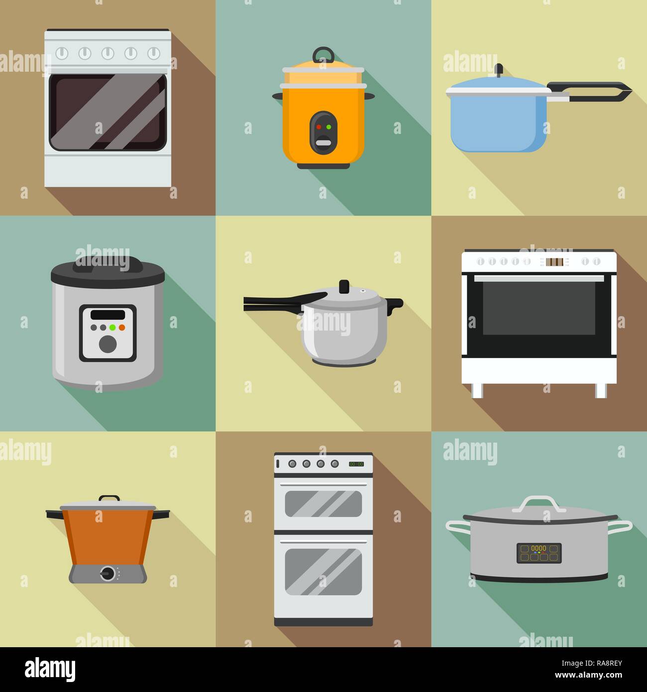Kitchen cooker icon set, flat style Stock Vector Image & Art - Alamy