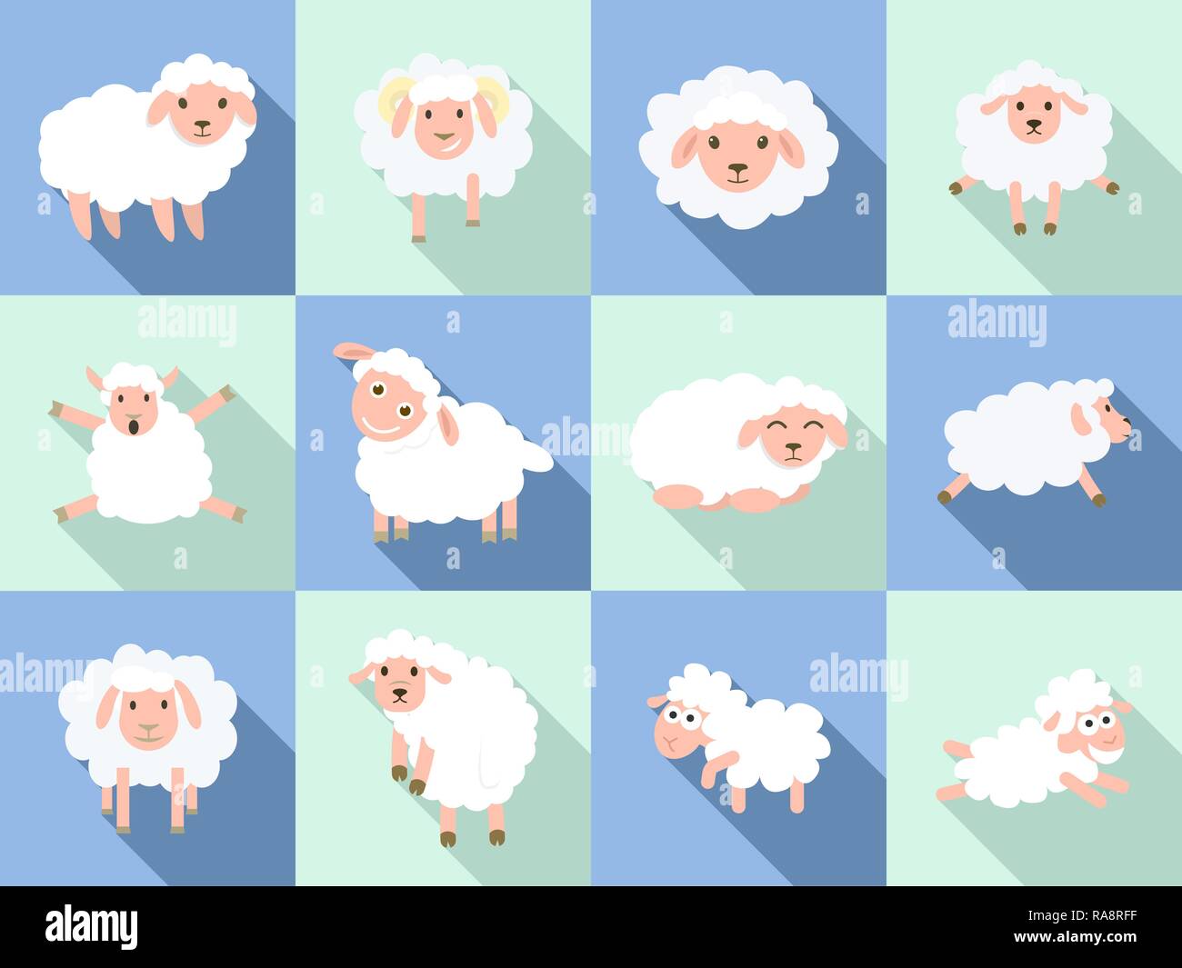 Sheep icon set, flat style Stock Vector Image & Art - Alamy