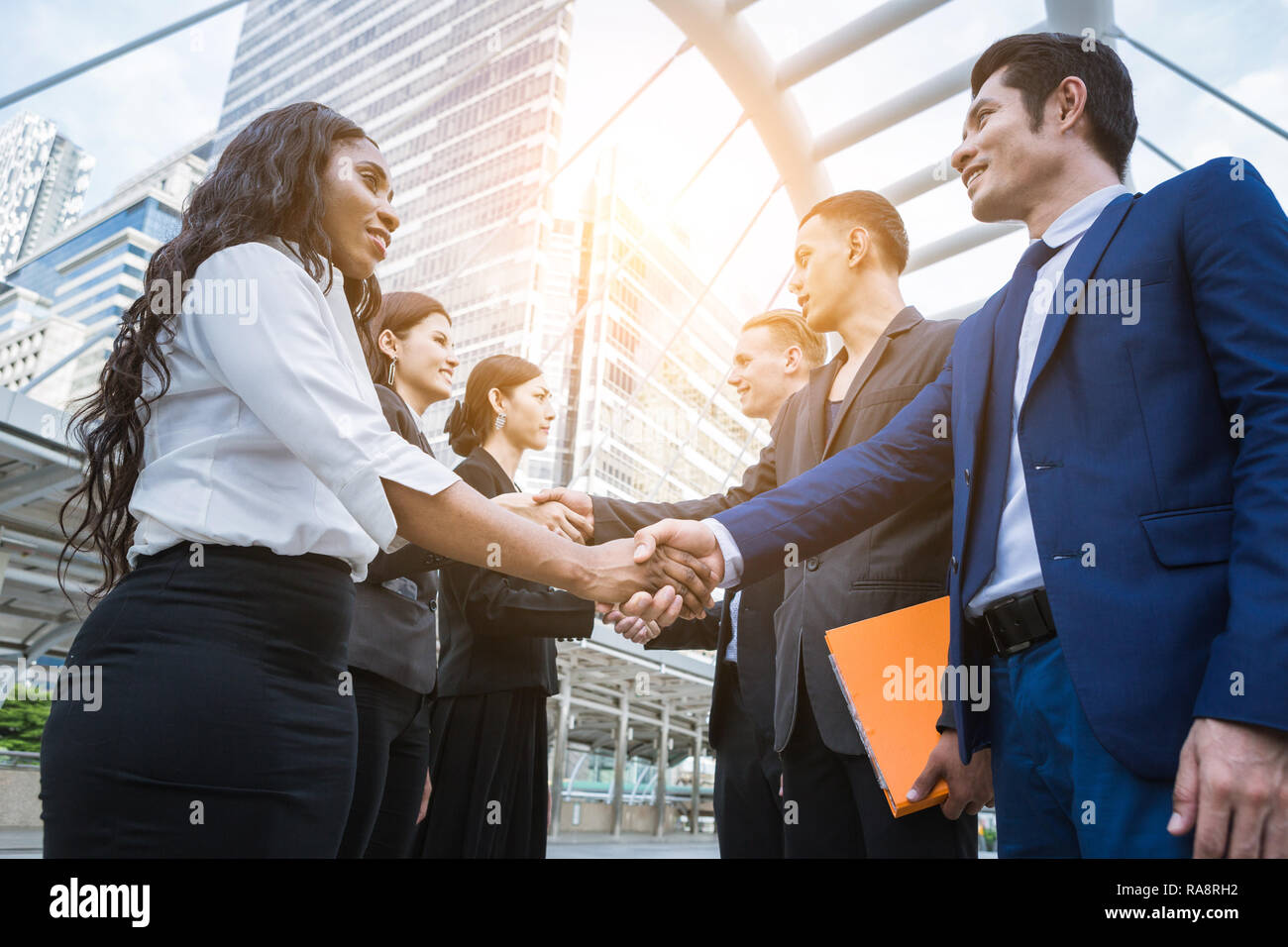 hand shake of team from business peoples after agreement Stock Photo ...