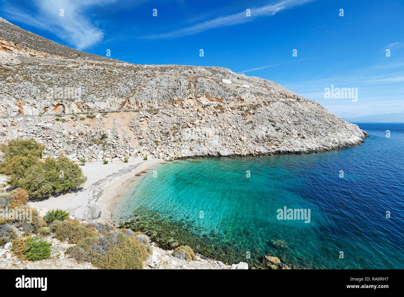 The beach Glaroi in Chios island, Greece Stock Photo - Alamy