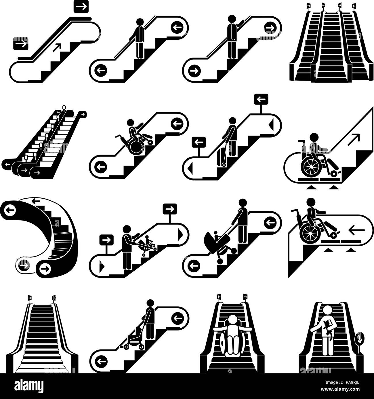 Escalator stairs elevator stair Black and White Stock Photos & Images ...