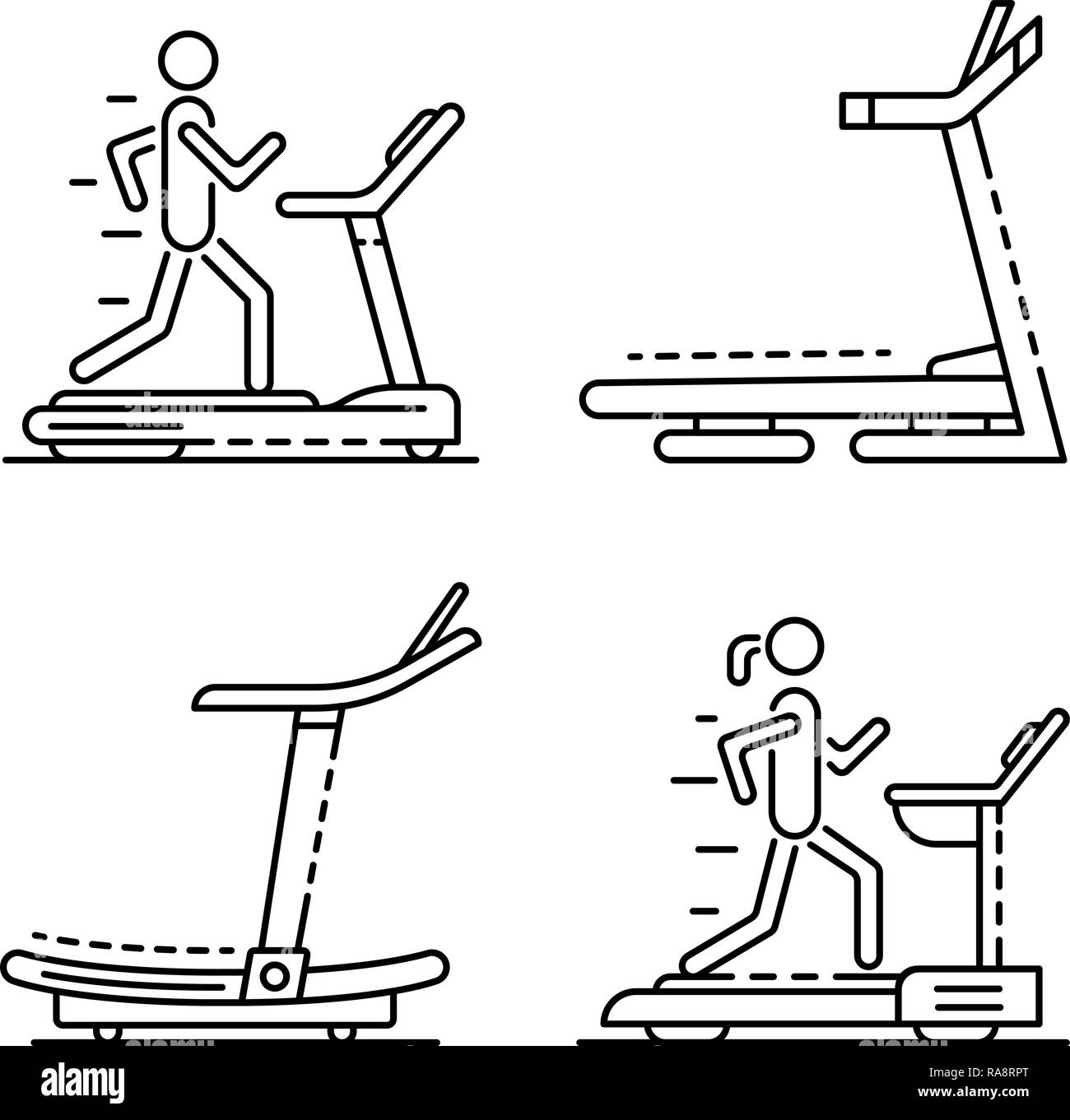Treadmill icon set, outline style Stock Vector Image & Art - Alamy
