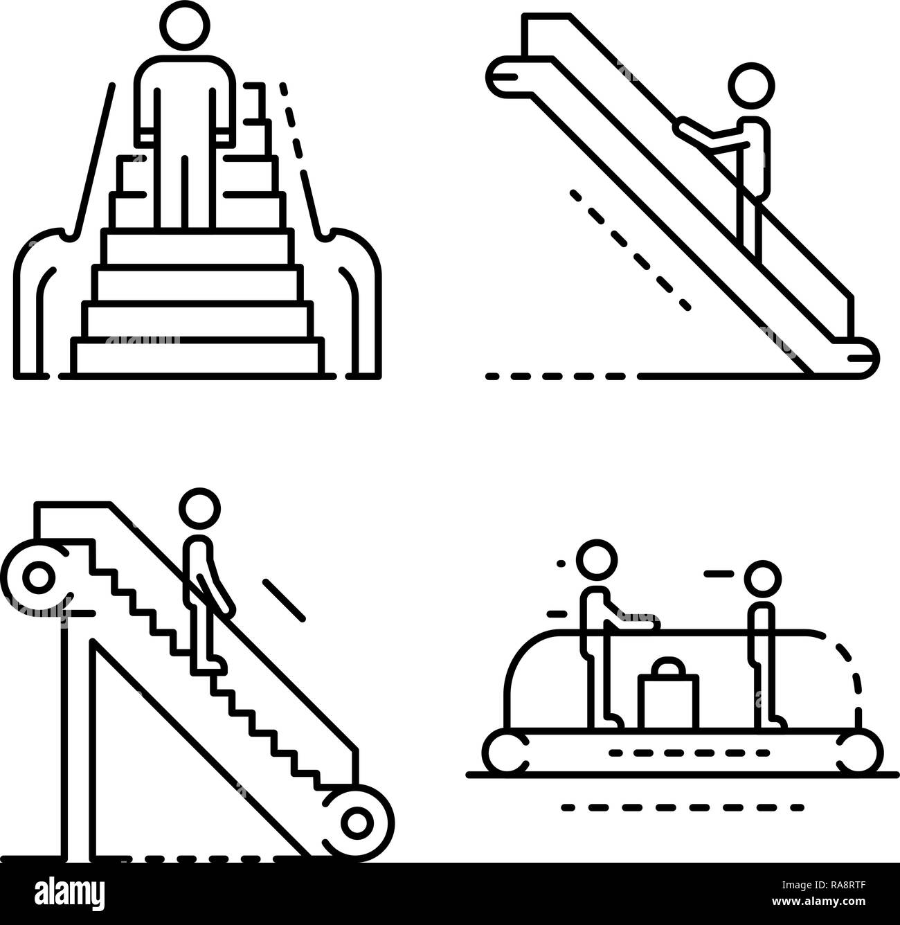 Escalator icon set, outline style Stock Vector Image & Art - Alamy