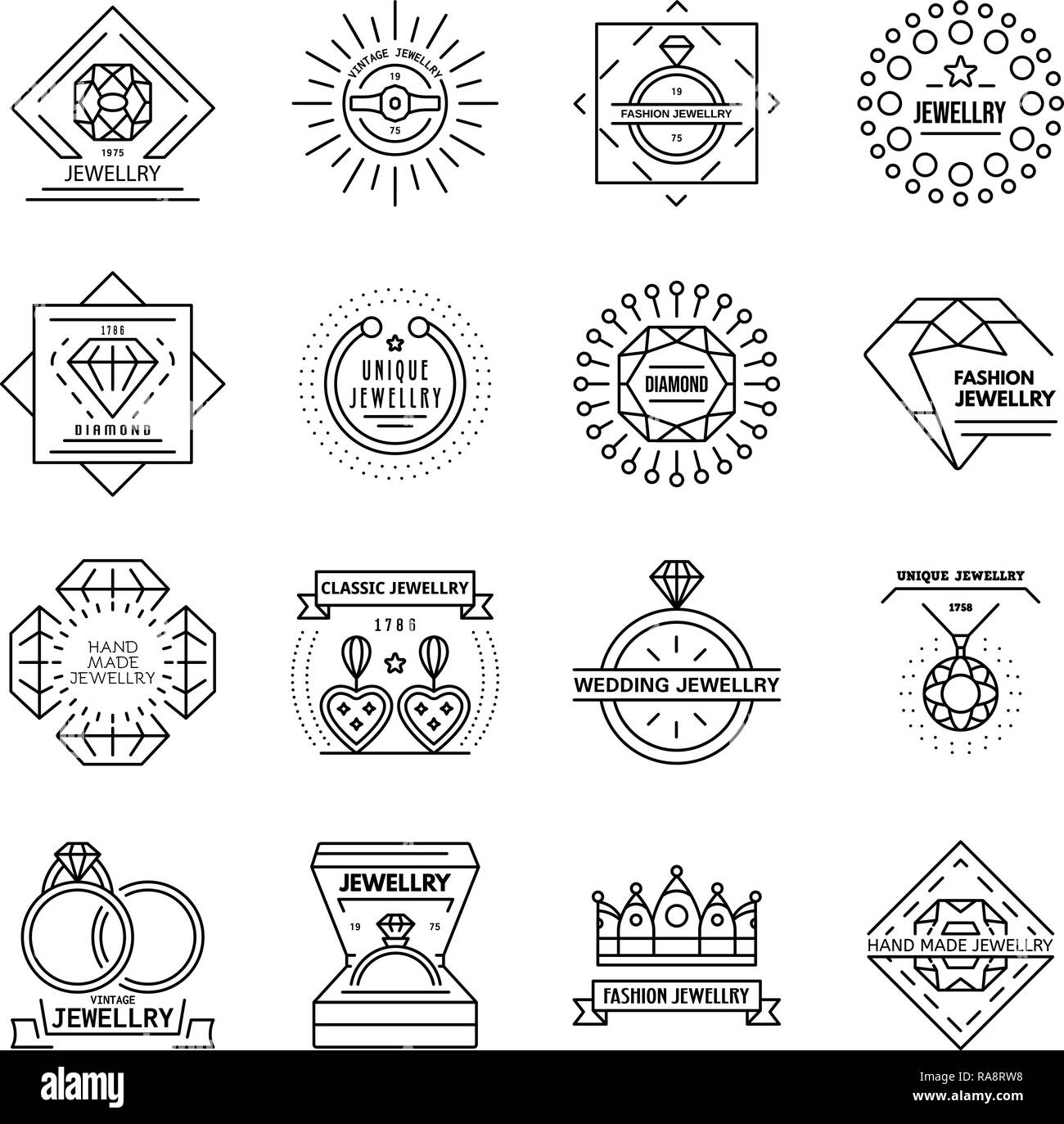 Jewellery icon set, outline style Stock Vector Image & Art - Alamy