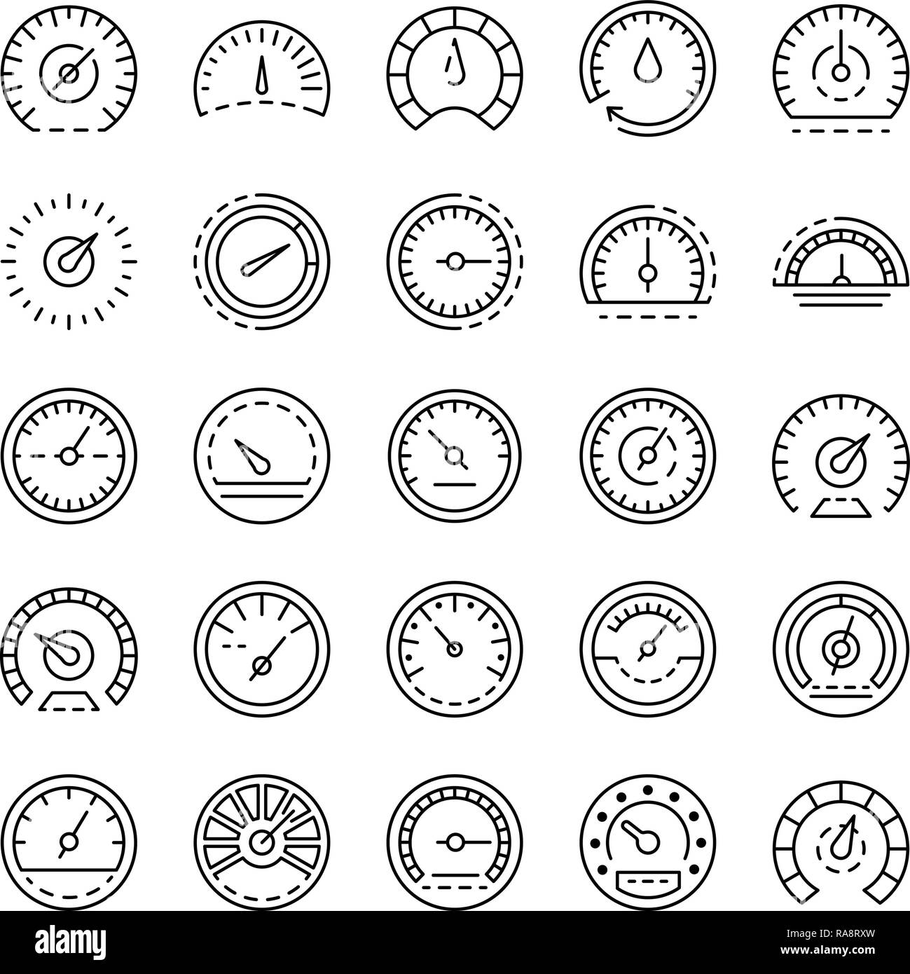 Speedometer icon set, outline style Stock Vector Image & Art - Alamy