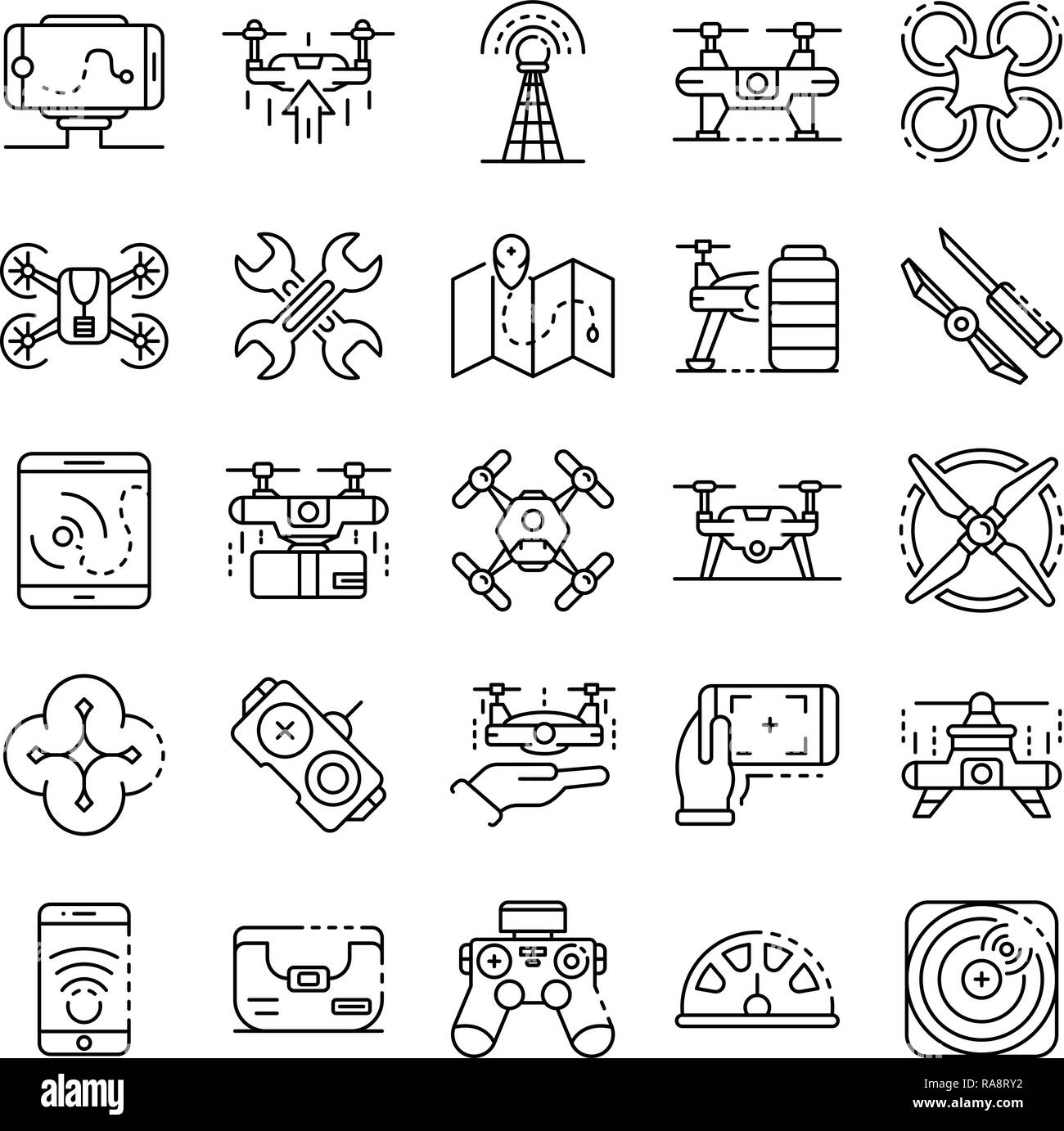 Drone icon set, outline style Stock Vector Image & Art - Alamy