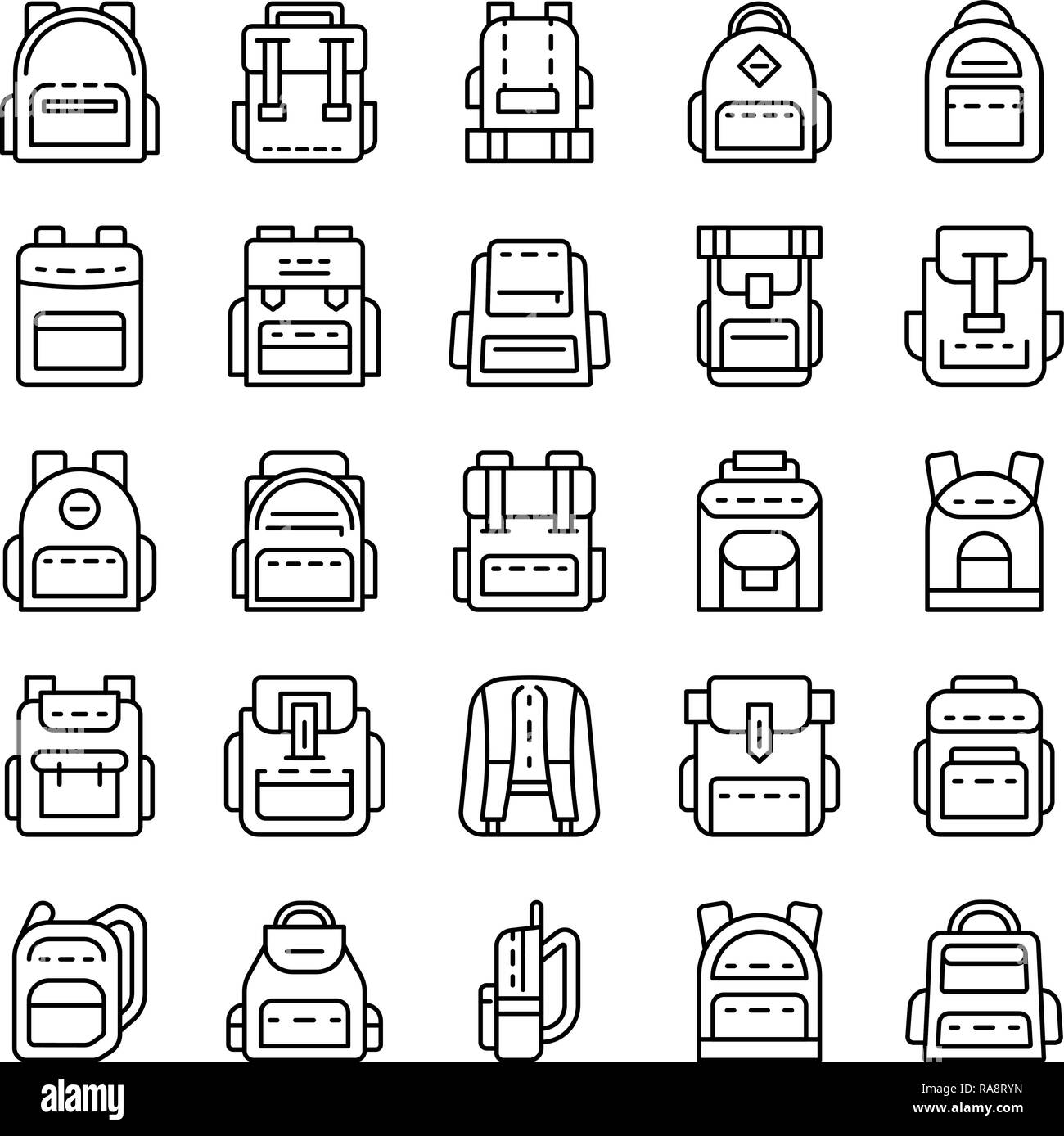 Backpack icon set, outline style Stock Vector Image & Art - Alamy