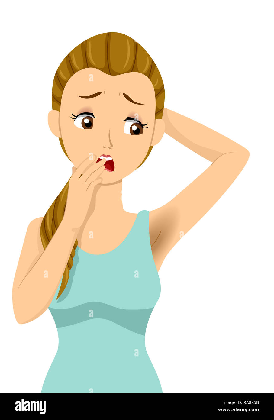Illustration of a Teenage Girl Showing Her Dark Underarm and Feeling ...