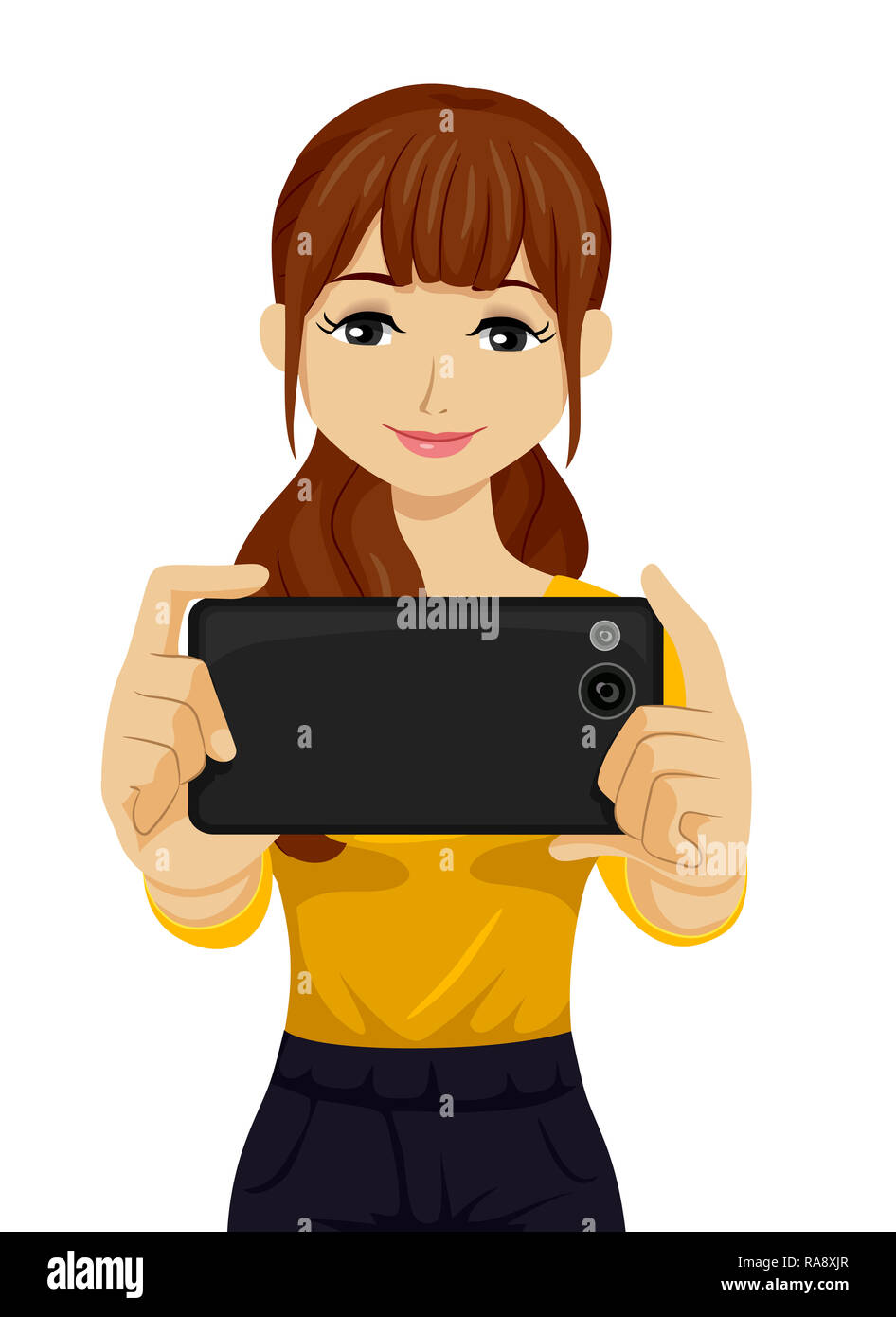 Illustration of a Teenage Girl Holding Her Mobile Phone Taking Pictures ...