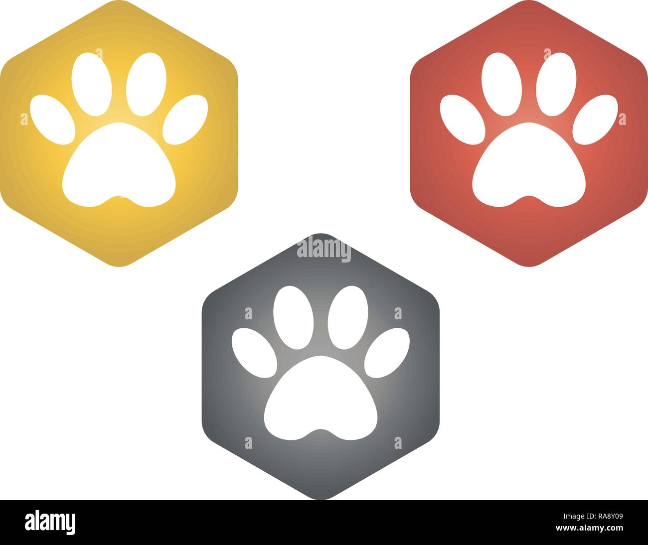 animal footprint hexagonal. set vector hexagon shape icon with the ...