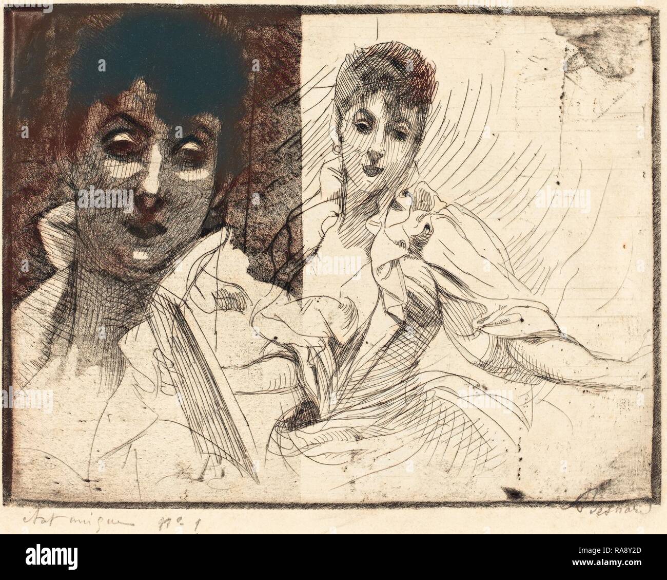 Albert Besnard, Madeleine Lemaire, French, 1849 - 1934, 1900, etching ...