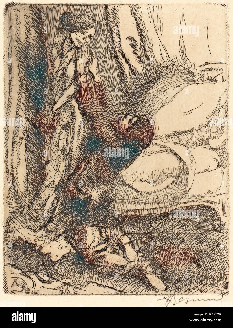 Albert Besnard, Coquette, French, 1849 - 1934, 1900, etching in black ...