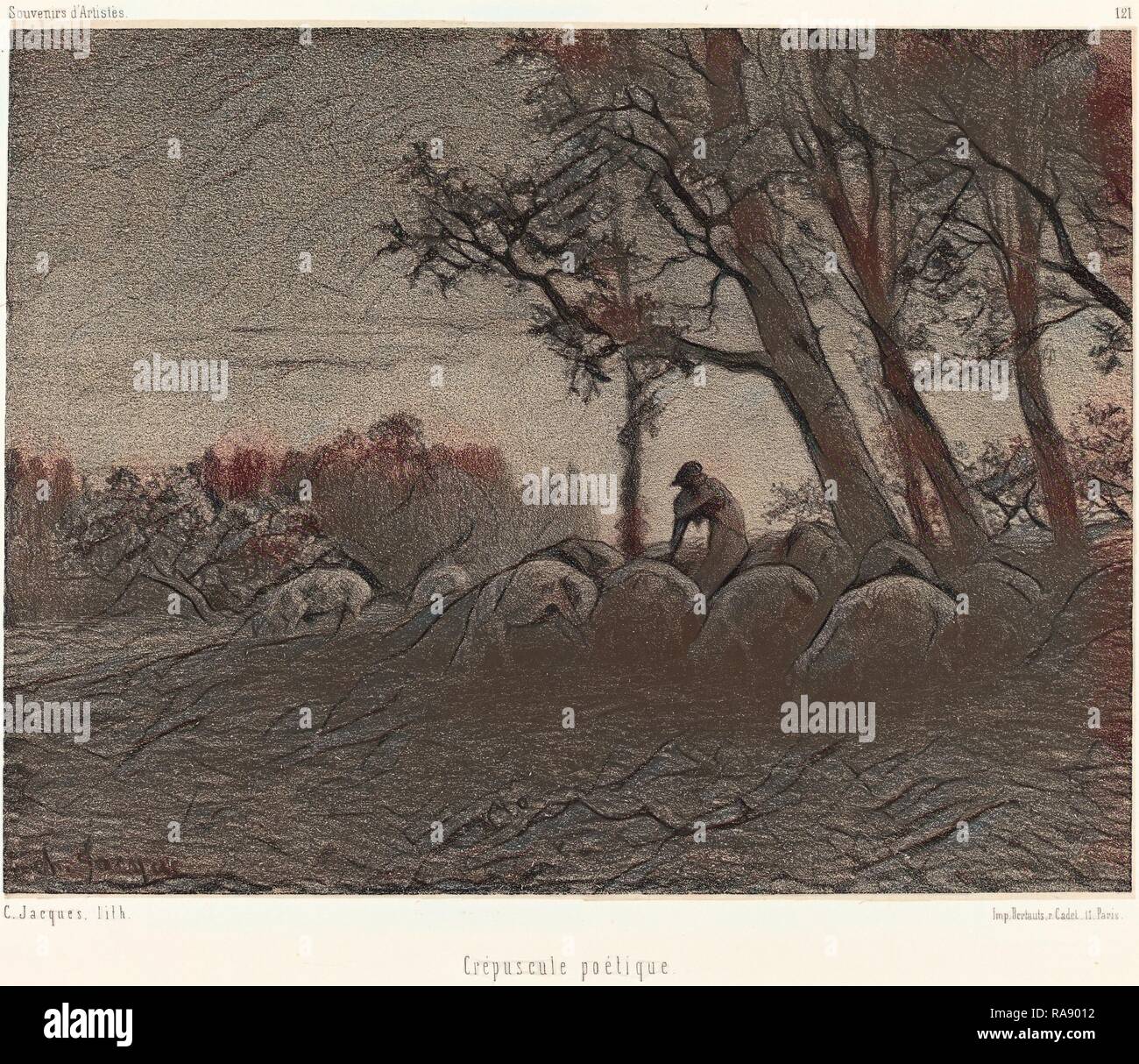 Charles Émile Jacque (French, 1813 - 1894), Crepuscule poetique ...