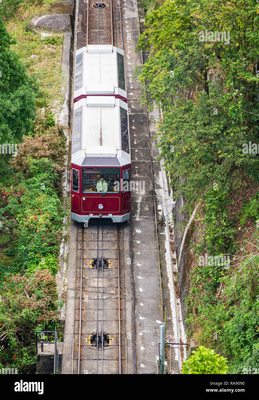 The Peak Tram approaching The Peak Station, Hong Kong Stock Photo - Alamy