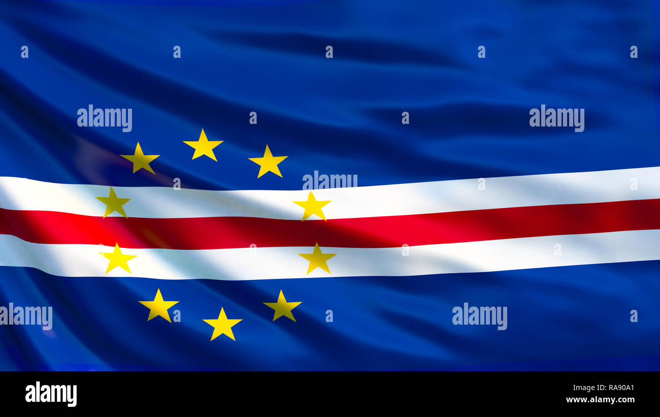 Cape Verde flag. Waving flag of Cape Verde 3d illustration. Praia Stock ...