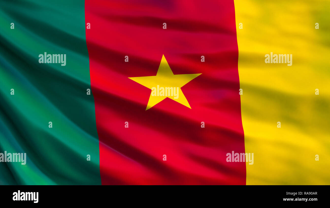 Cameroon flag. Waving flag of Cameroon 3d illustration. Yaounde Stock ...