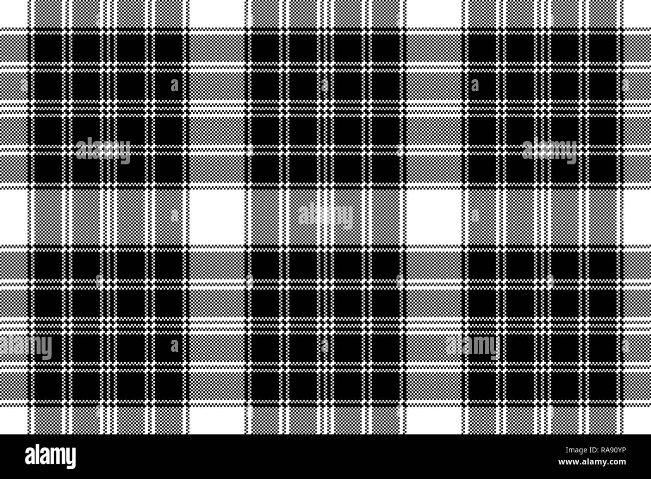 Classic pixel plaid black white seamless pattern. Vector illustration ...