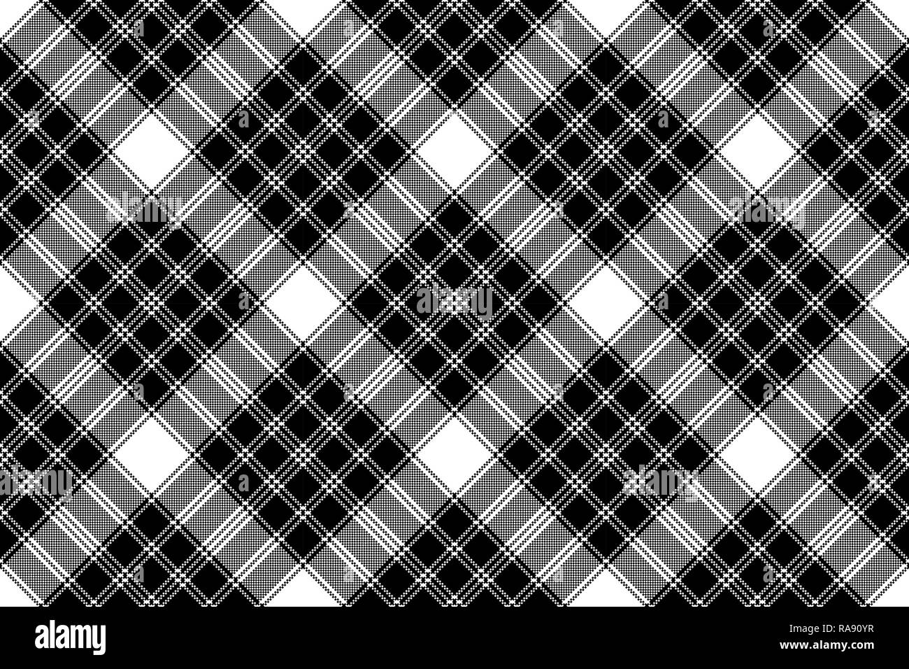 Classic pixel plaid black white seamless pattern. Vector illustration ...