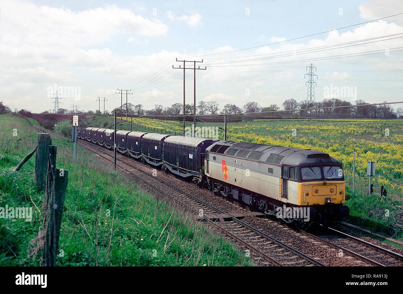 A class 47 diesel locomotive number 47222 working a freight train ...