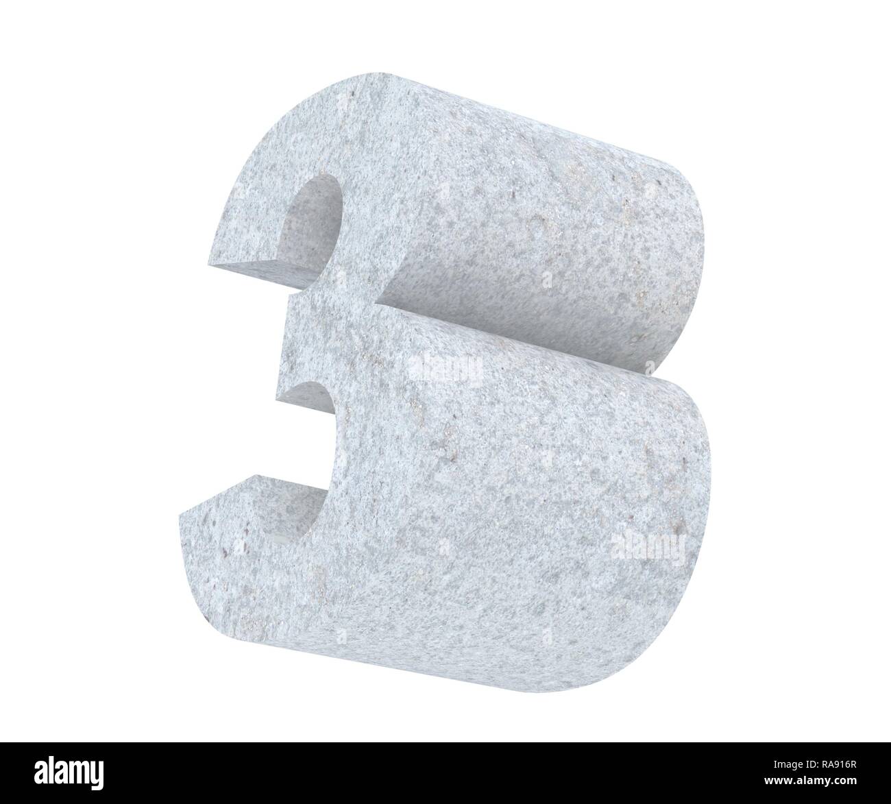 3D rendering concrete number 3 three. 3D render Illustration Stock ...