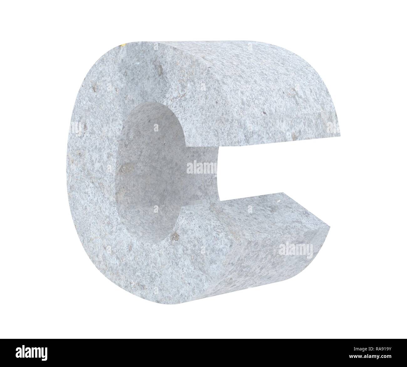 Concrete Capital Letter - C isolated on white background. 3D render ...