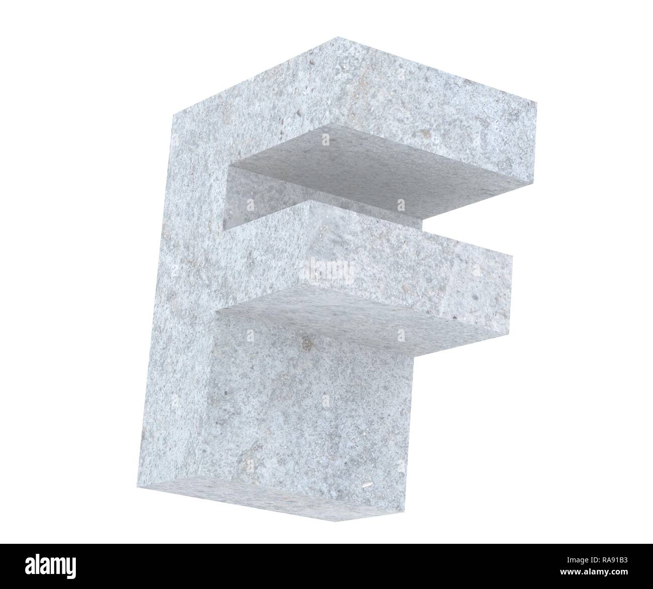 Concrete Capital Letter - F isolated on white background. 3D render ...