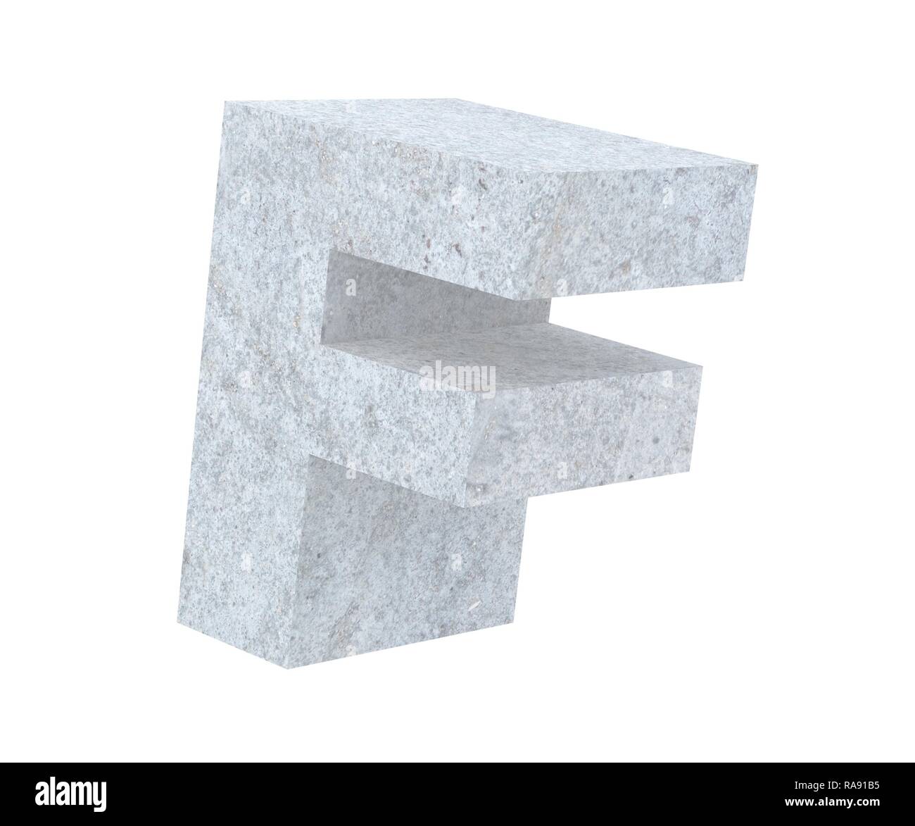 Concrete Capital Letter - F isolated on white background. 3D render ...