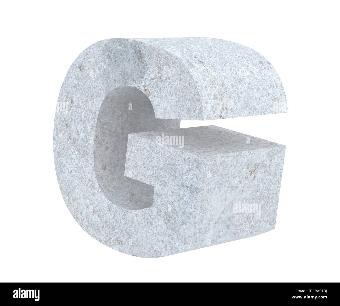 Concrete Capital Letter - G isolated on white background. 3D render ...