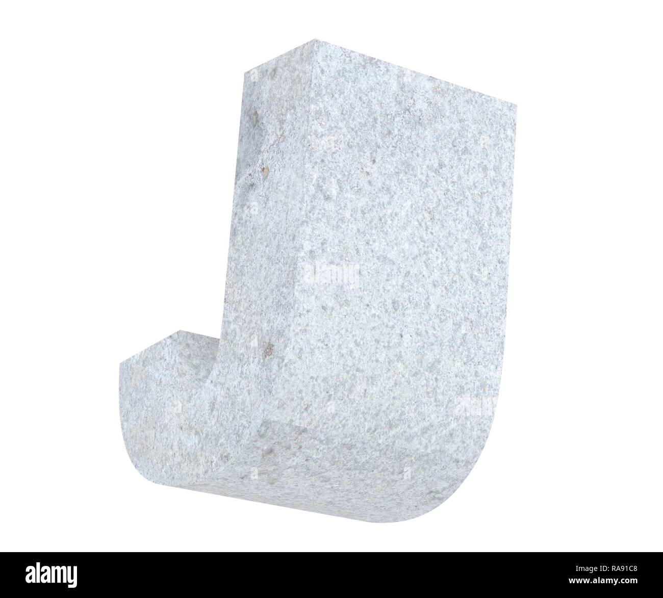 Concrete Capital Letter - J isolated on white background. 3D render ...