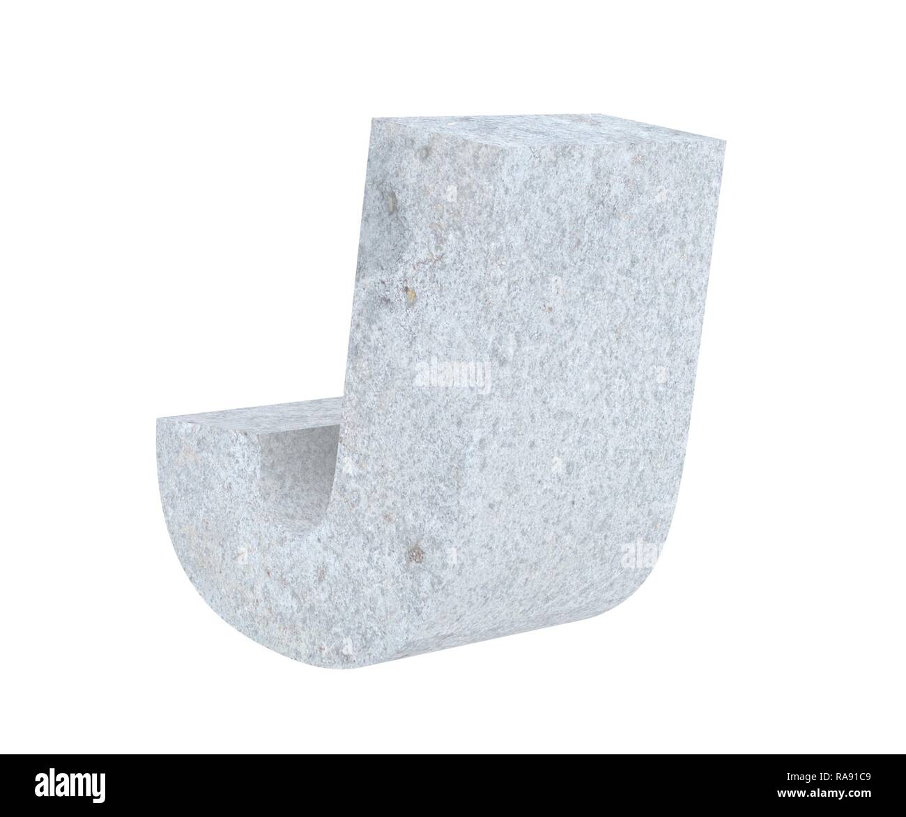 Concrete Capital Letter - J isolated on white background. 3D render ...