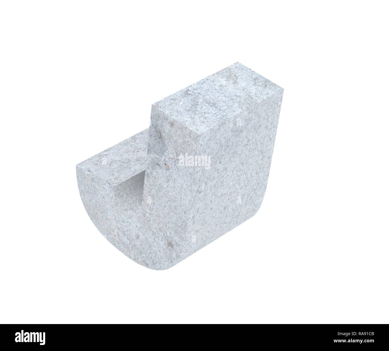 Concrete Capital Letter - J isolated on white background. 3D render ...