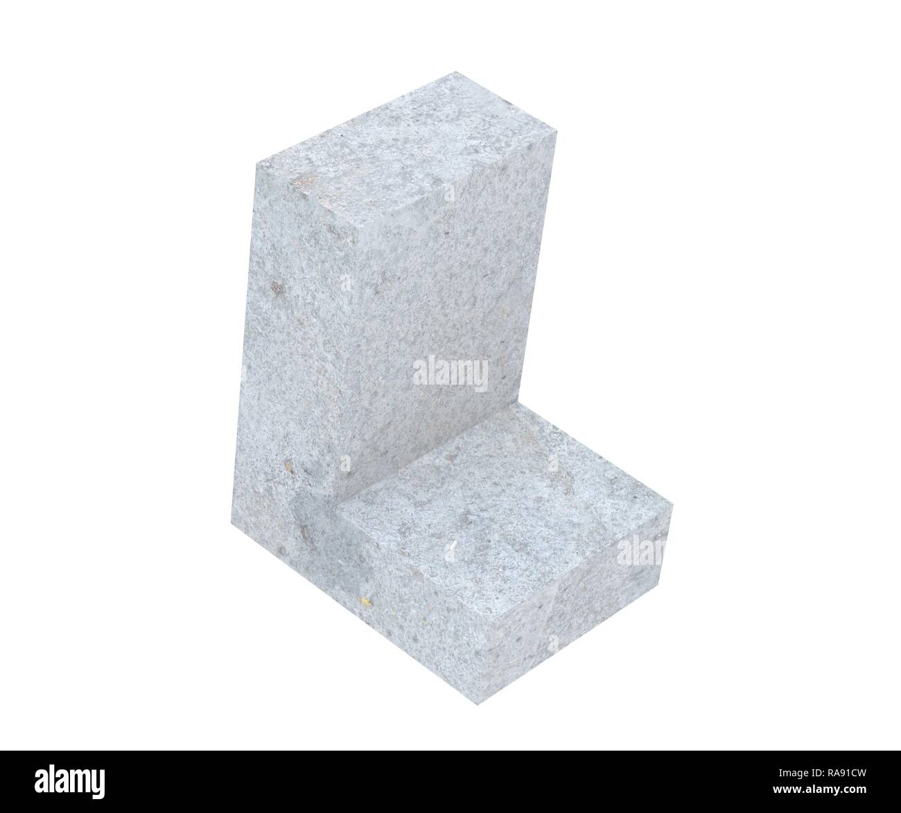 Concrete Capital Letter - L isolated on white background. 3D render ...