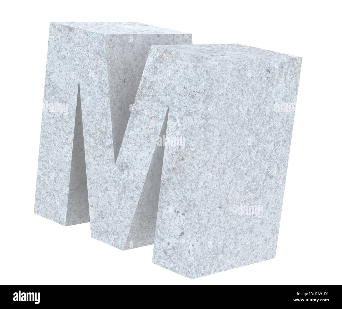Concrete Capital Letter - M isolated on white background. 3D render ...