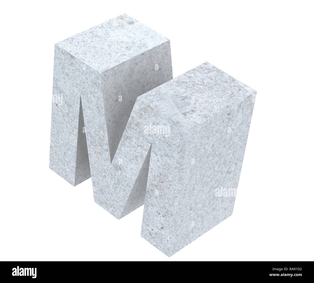Concrete Capital Letter - M isolated on white background. 3D render ...