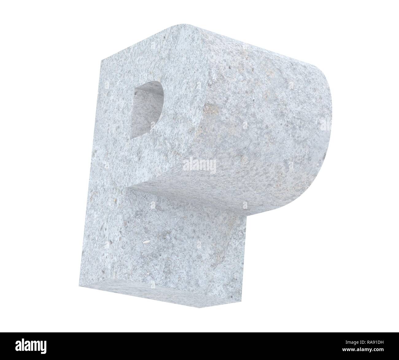 Concrete Capital Letter - P isolated on white background. 3D render Illustration Stock Photo - Alamy