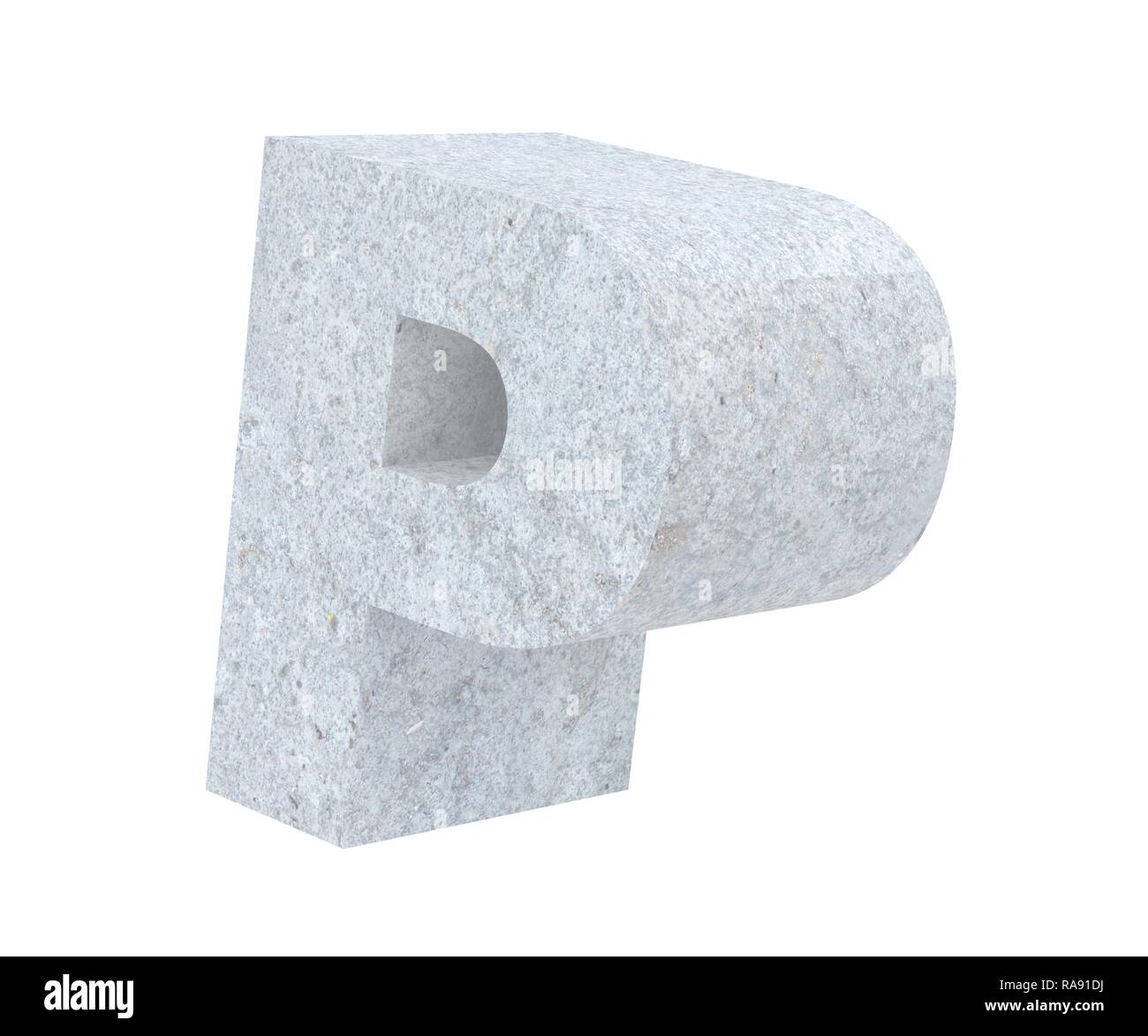 Concrete Capital Letter - P isolated on white background. 3D render ...