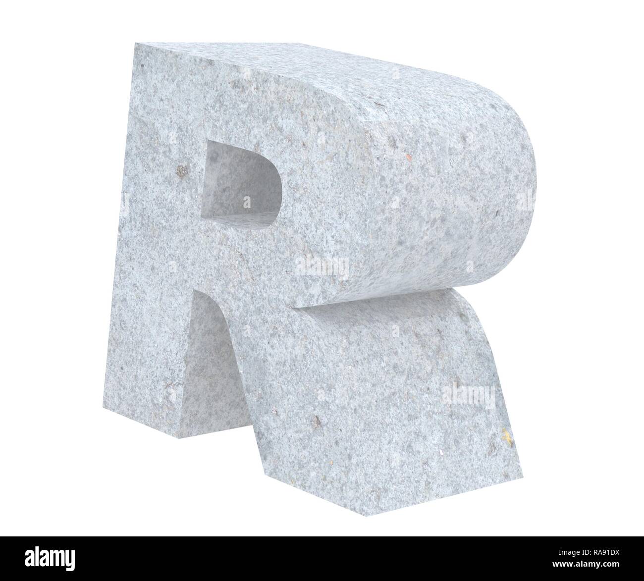 Concrete Capital Letter - R isolated on white background. 3D render ...