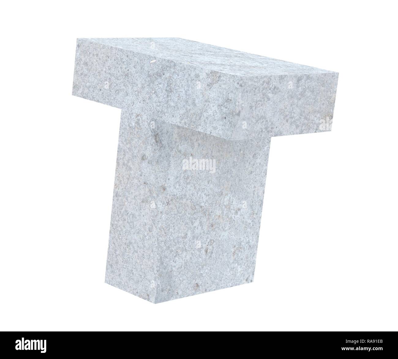Concrete Capital Letter - T isolated on white background. 3D render ...