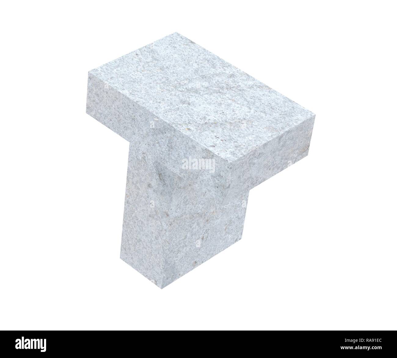 Concrete Capital Letter - T isolated on white background. 3D render ...