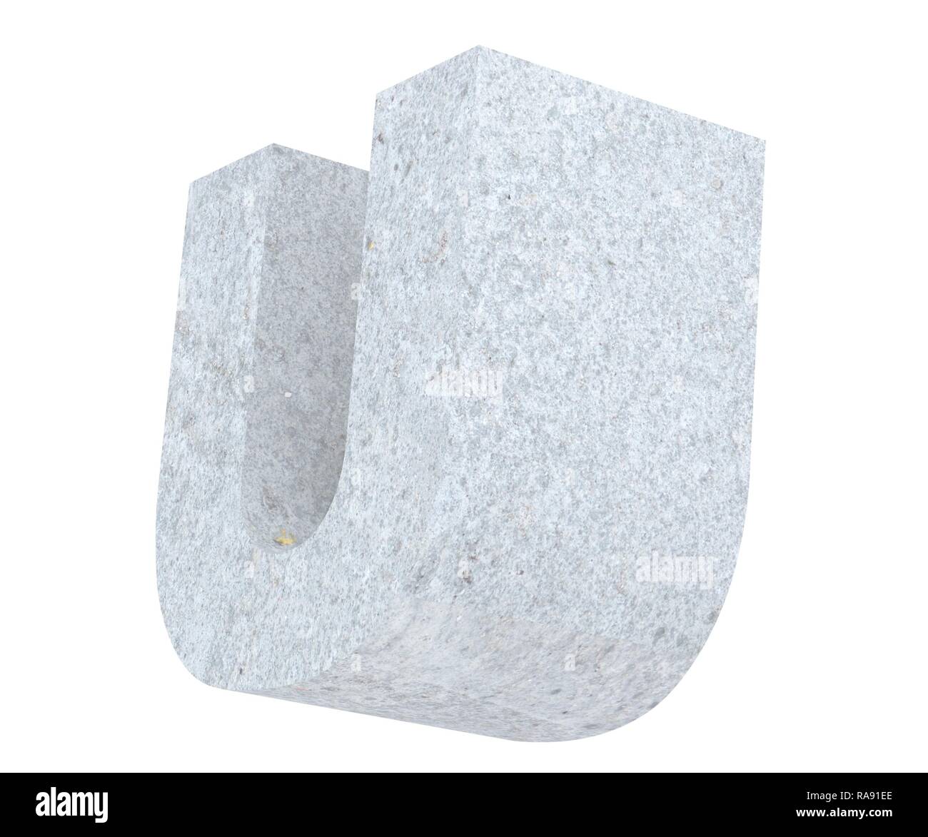 Concrete Capital Letter - U isolated on white background. 3D render ...