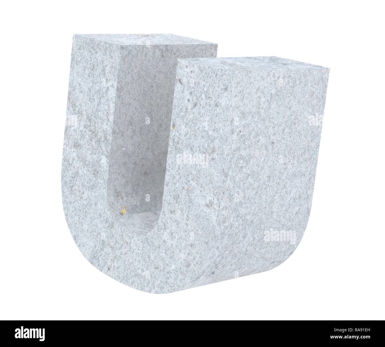 Concrete Capital Letter - U isolated on white background. 3D render ...