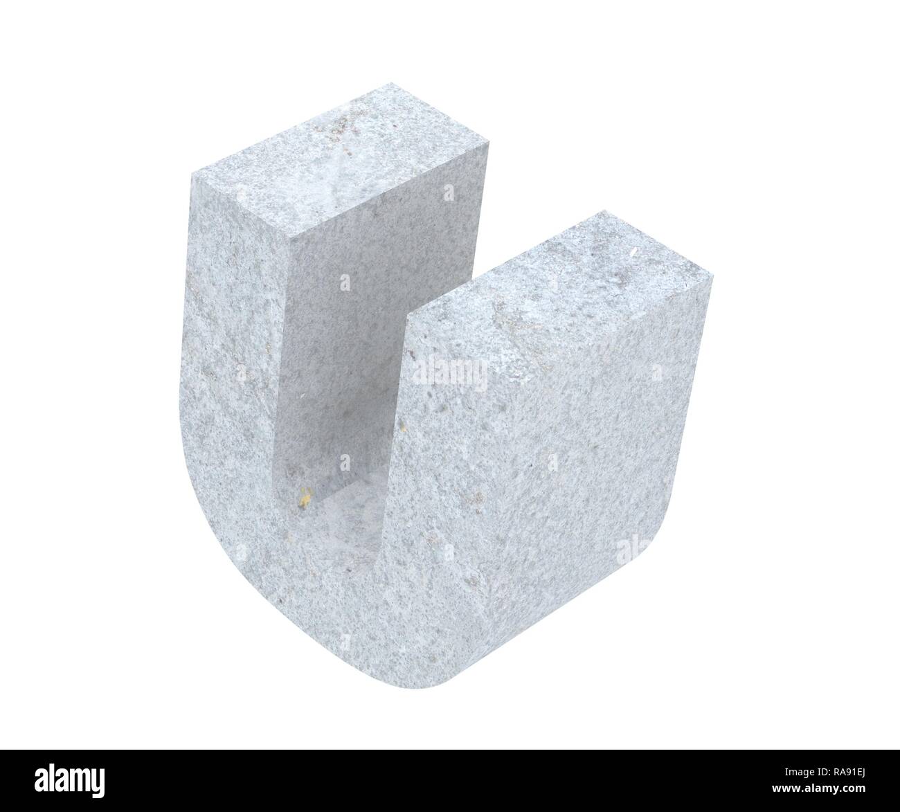 Concrete Capital Letter - U isolated on white background. 3D render Illustration Stock Photo - Alamy