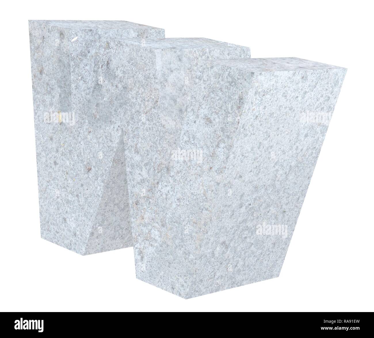 Concrete Capital Letter - W isolated on white background. 3D render ...