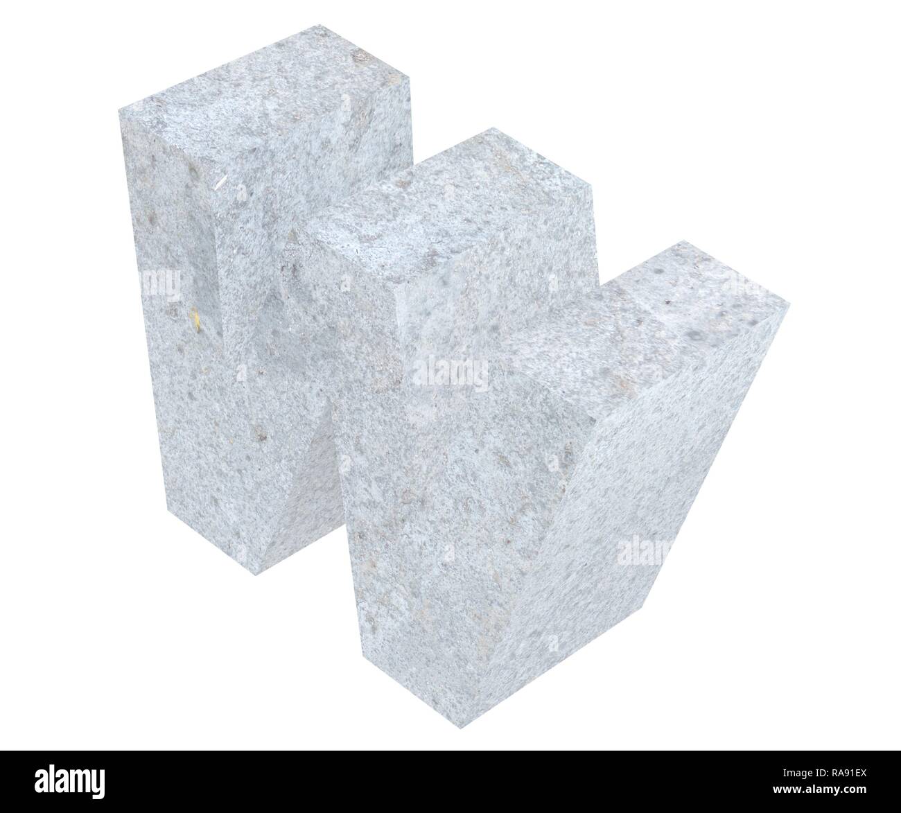 Concrete Capital Letter - W isolated on white background. 3D render ...