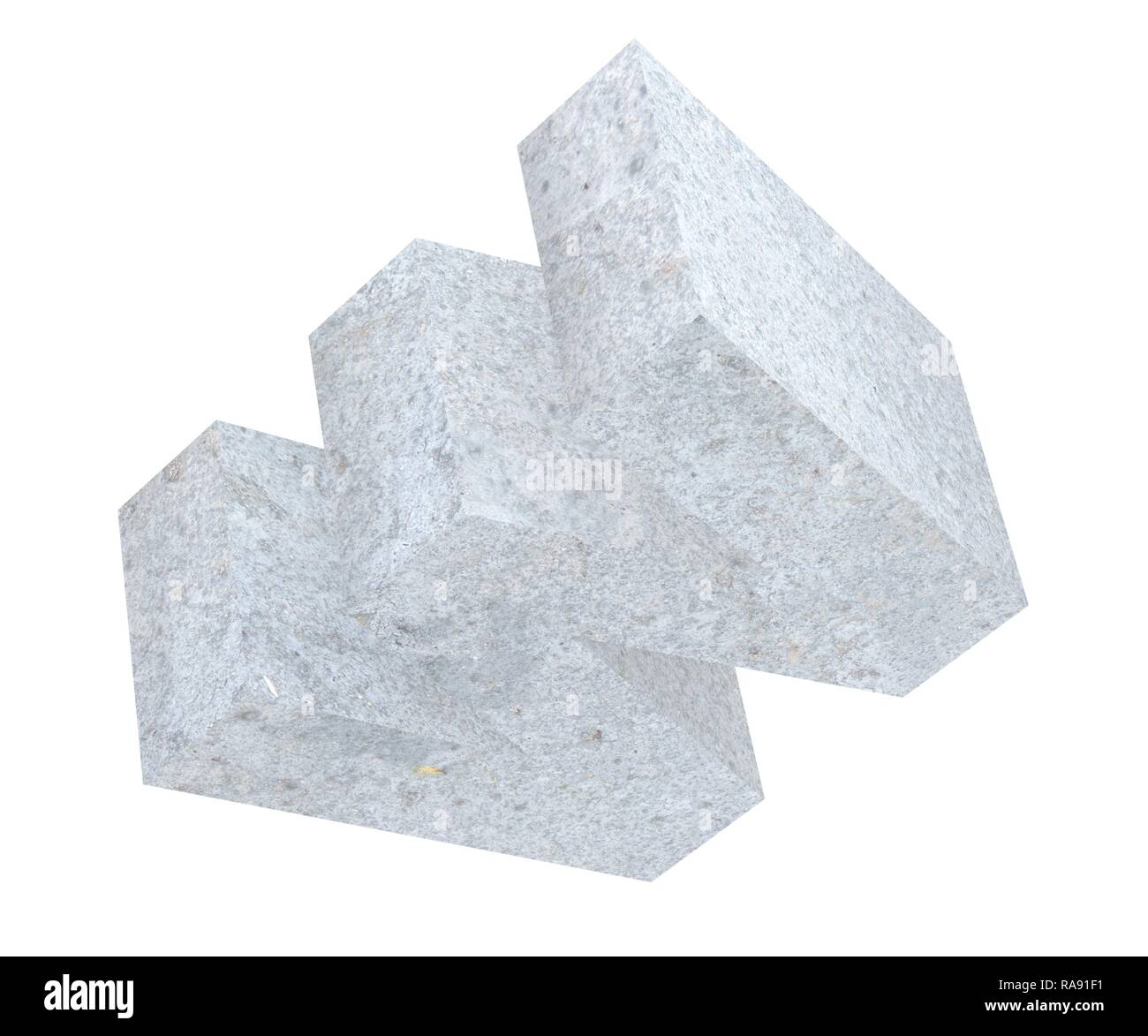 Concrete Capital Letter - W isolated on white background. 3D render ...