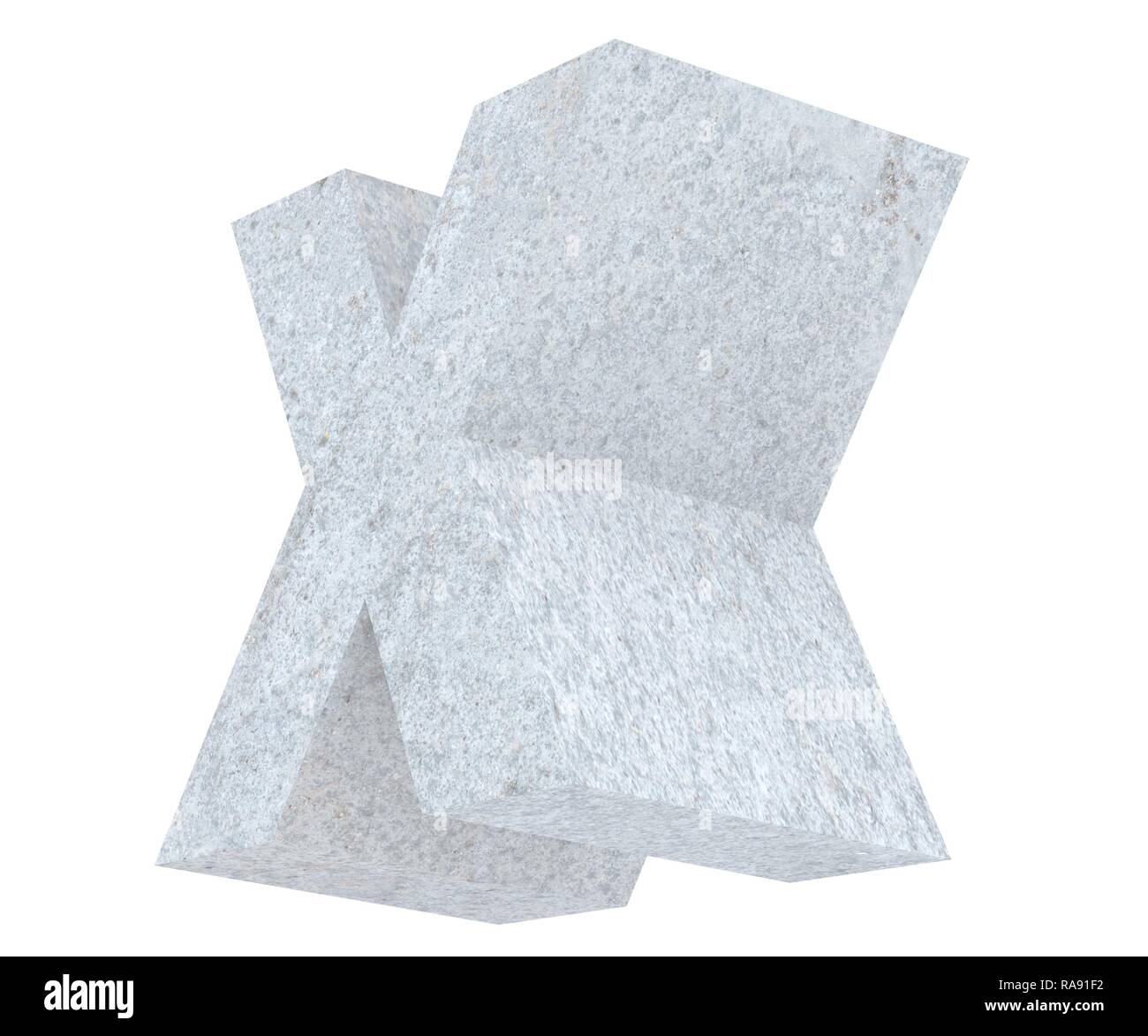 Concrete Capital Letter - X isolated on white background. 3D render ...