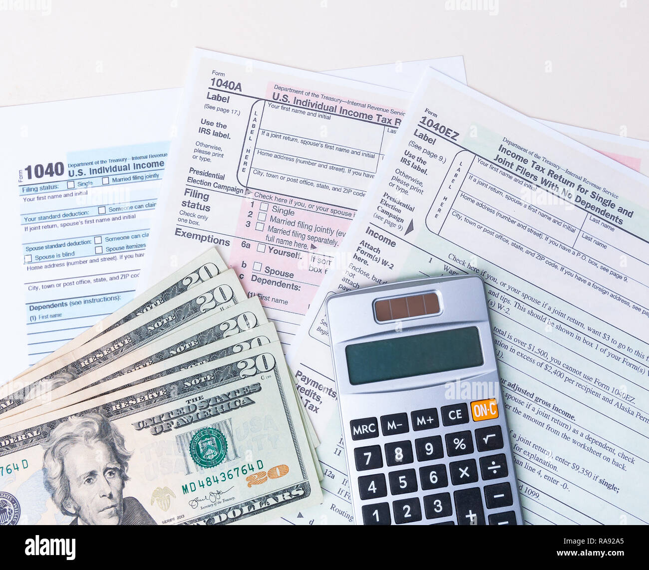 Variety of tax forms for filing calculations Stock Photo - Alamy