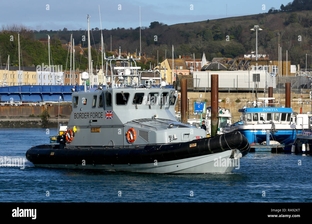 A Border Force patrol vessel leaves the Port of Dover Stock Photo - Alamy